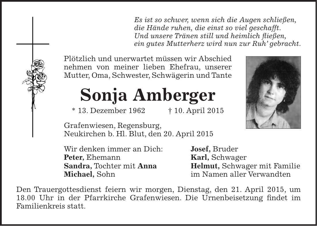 Traueranzeige Familienanzeigen / Todesanzeigen - idowa Markt