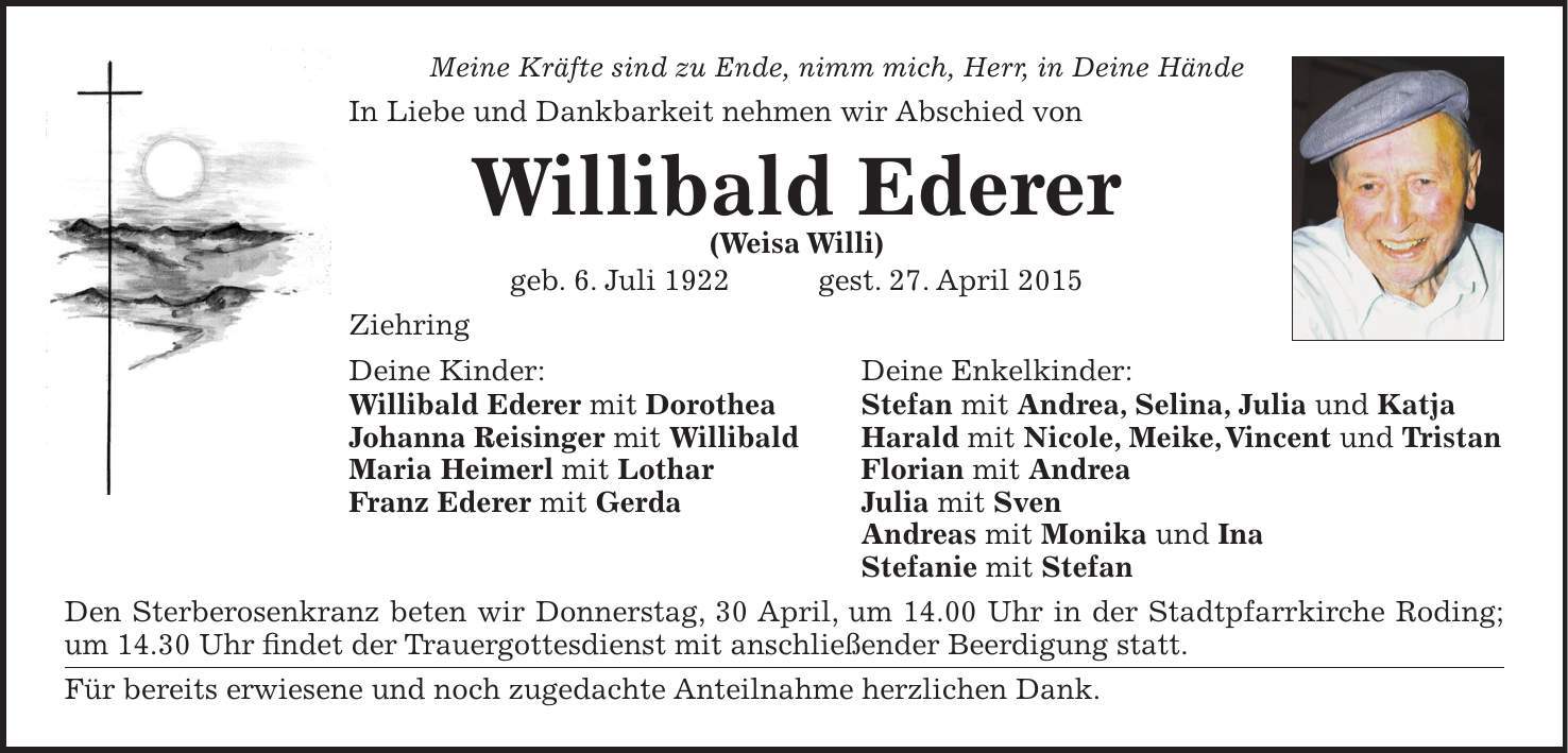 Traueranzeige Familienanzeigen / Todesanzeigen - idowa Markt