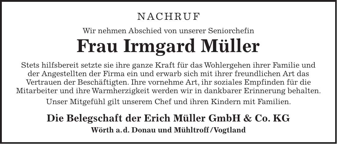Traueranzeige Familienanzeigen / Nachrufe - idowa Markt